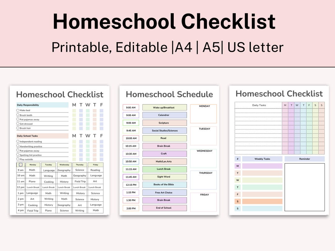 Homeschool Checklist Printable, Homeschool Records, Student Checklist ...