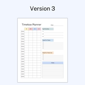 Timebox Planner Printable, Time Boxing Template, Time Tracker Editable ...