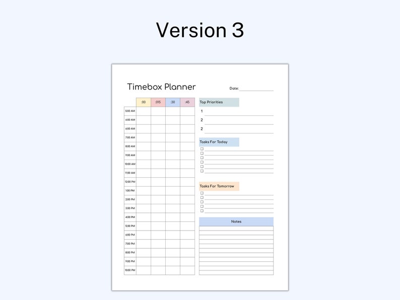 Timebox Planner Printable, Time Boxing Template, Time Tracker Editable ...
