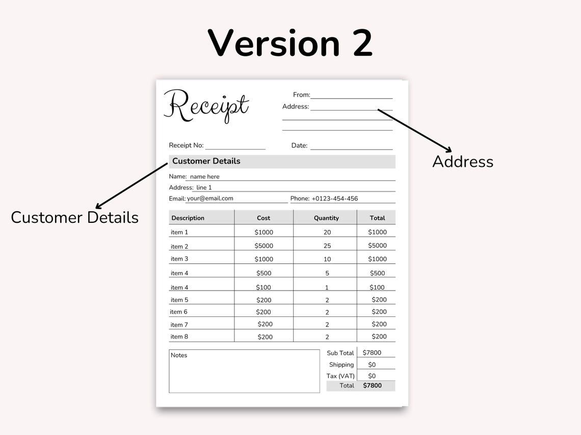 EDITABLE Small Business Sales Receipt Template, Receipt Book PDF, Canva ...
