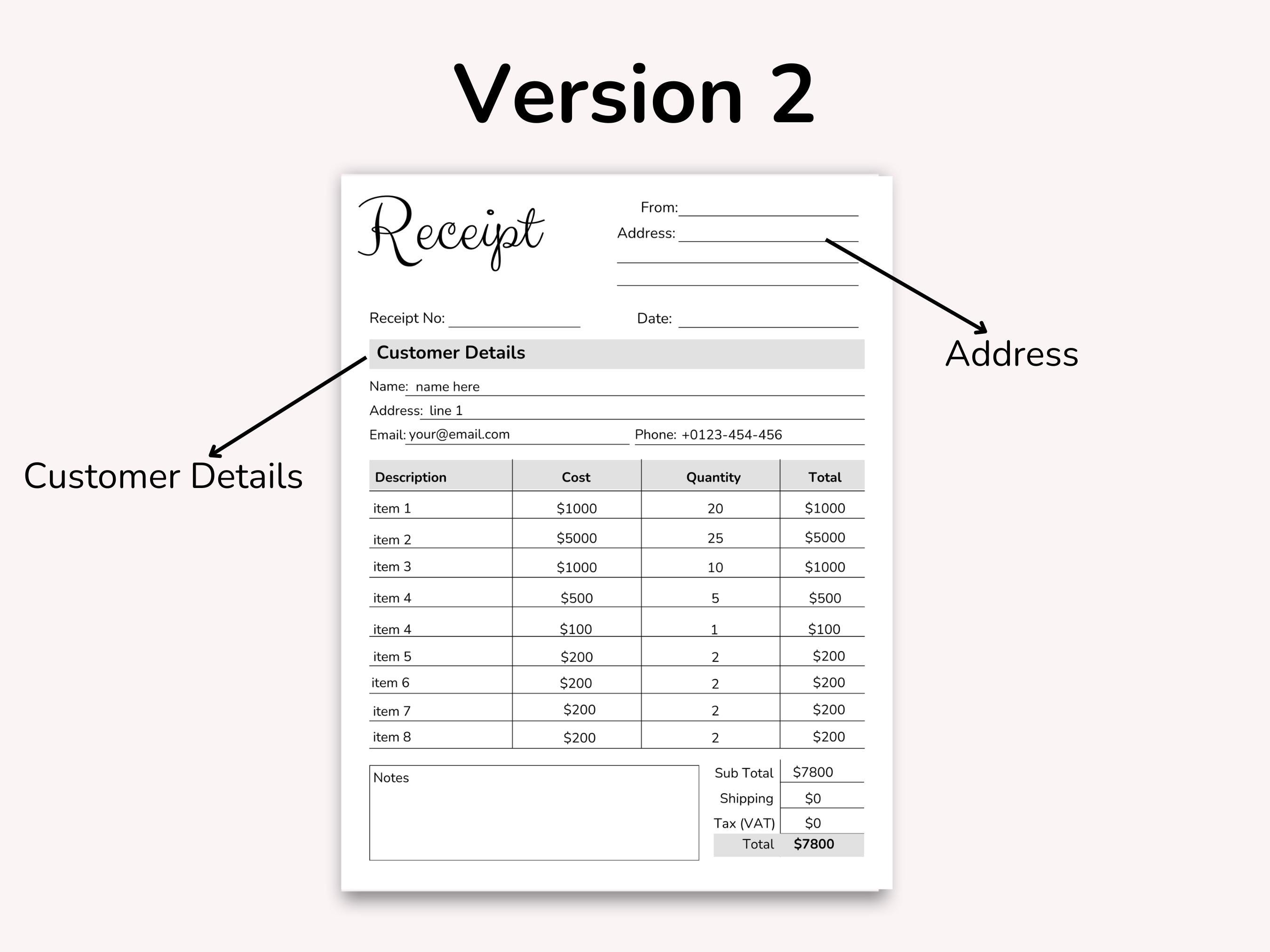 EDITABLE Small Business Sales Receipt Template, Receipt Book PDF, Canva Receipt Template ...