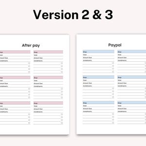 Afterpay Tracker Printable, Buy Now Pay Later Tracker, Afterpay Finance ...