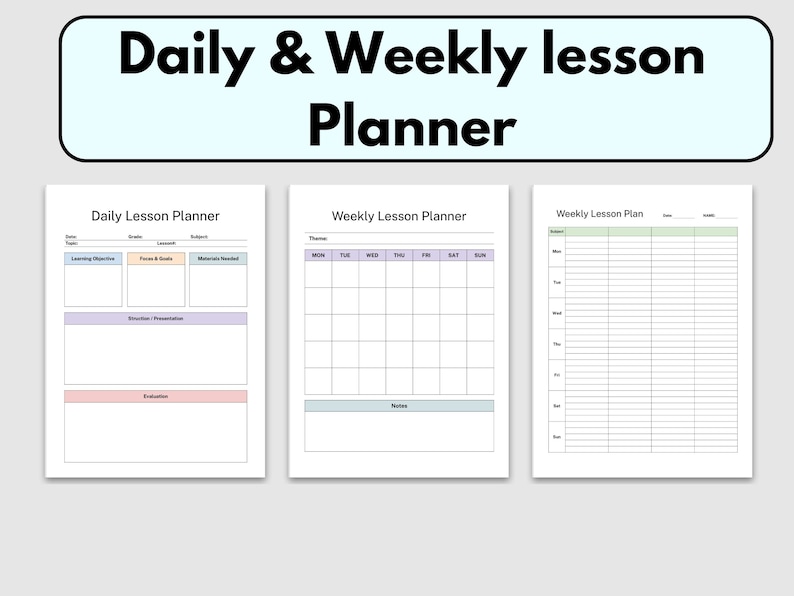 Weekly Lesson Plan Template, Lesson Planner Bundle, Lesson Plan Book ...