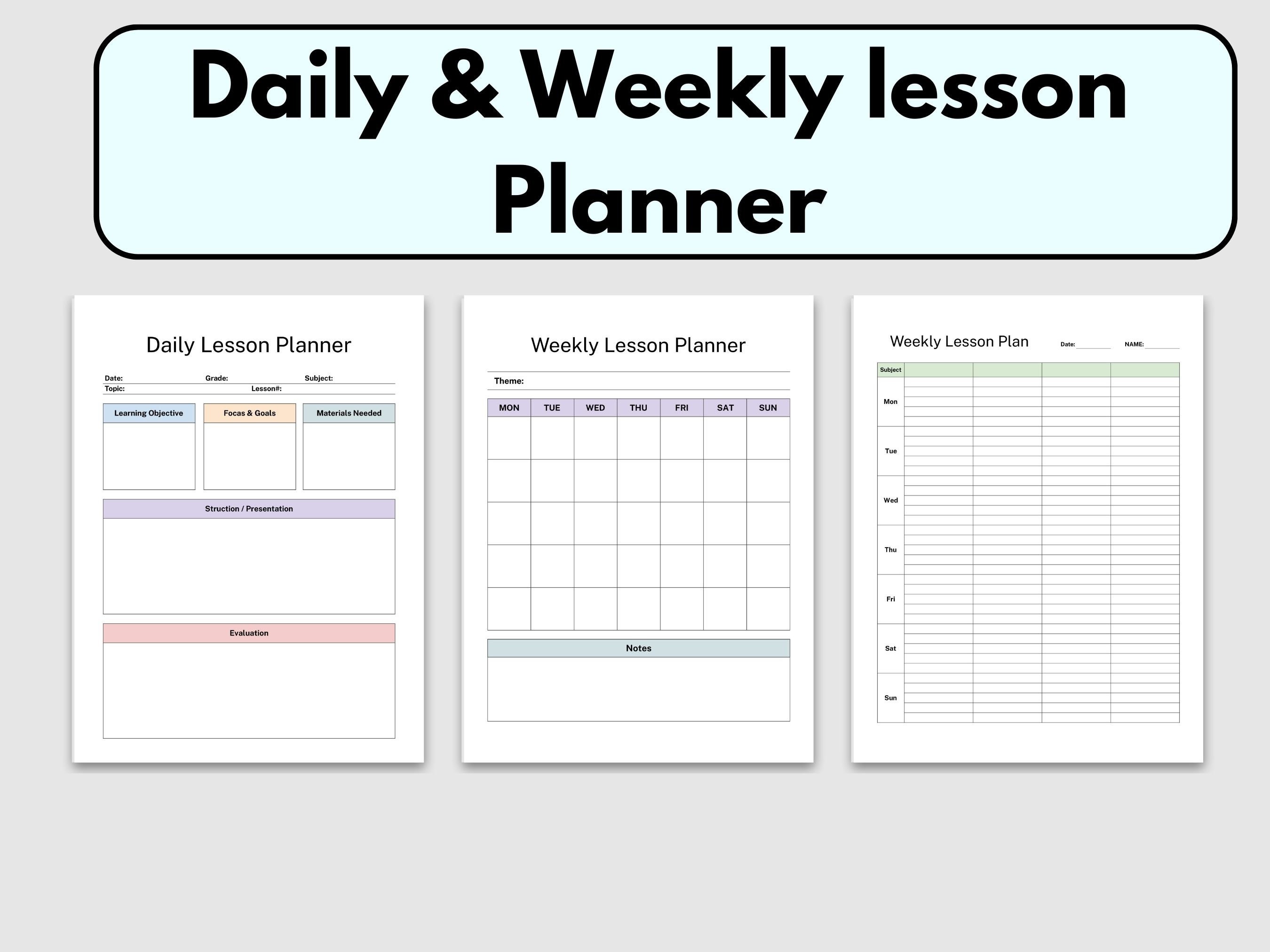 Weekly Lesson Plan Template, Lesson Planner Bundle, Lesson Plan Book ...