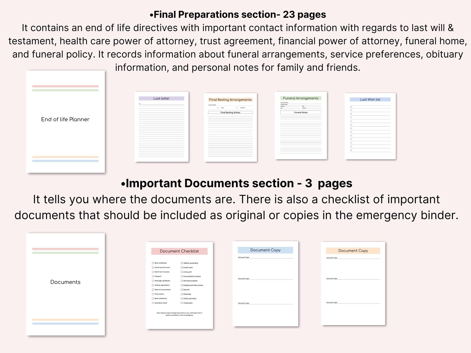 Detailed Emergency Binder, Emergency Checklist, Emergency Plan ...