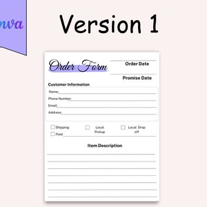 Small Business Order Forms Fillable, Order Form Template, Purchase ...