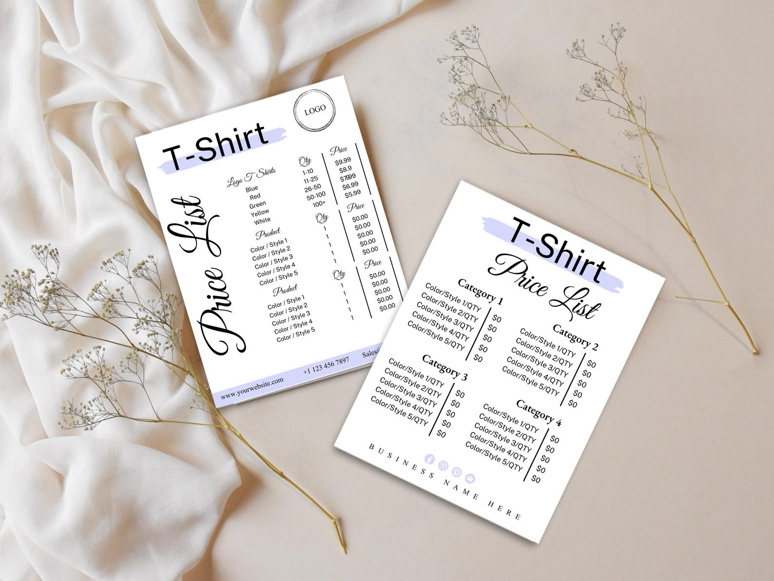 Editable TSHIRT Price List Template, Shirt Order Form, Small Business ...