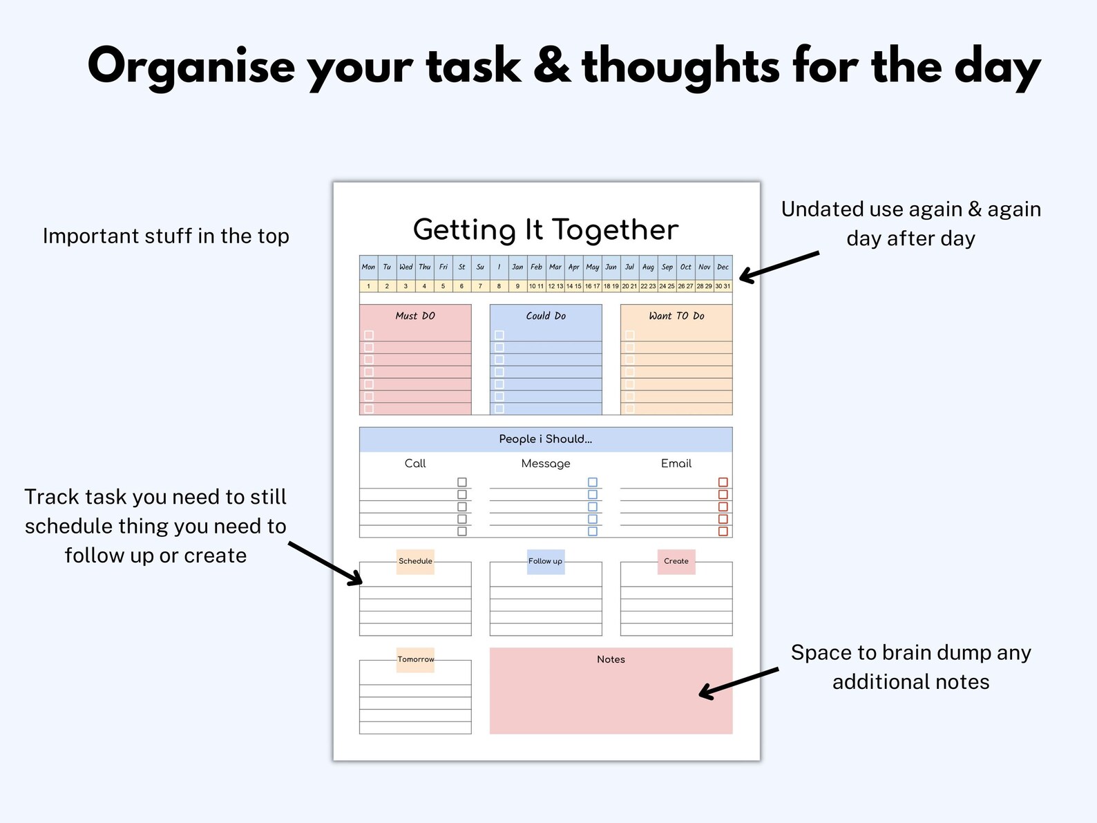 Thoughts Organizer, ADHD Brain Dump, PRINTABLE Brain Dump Template ...