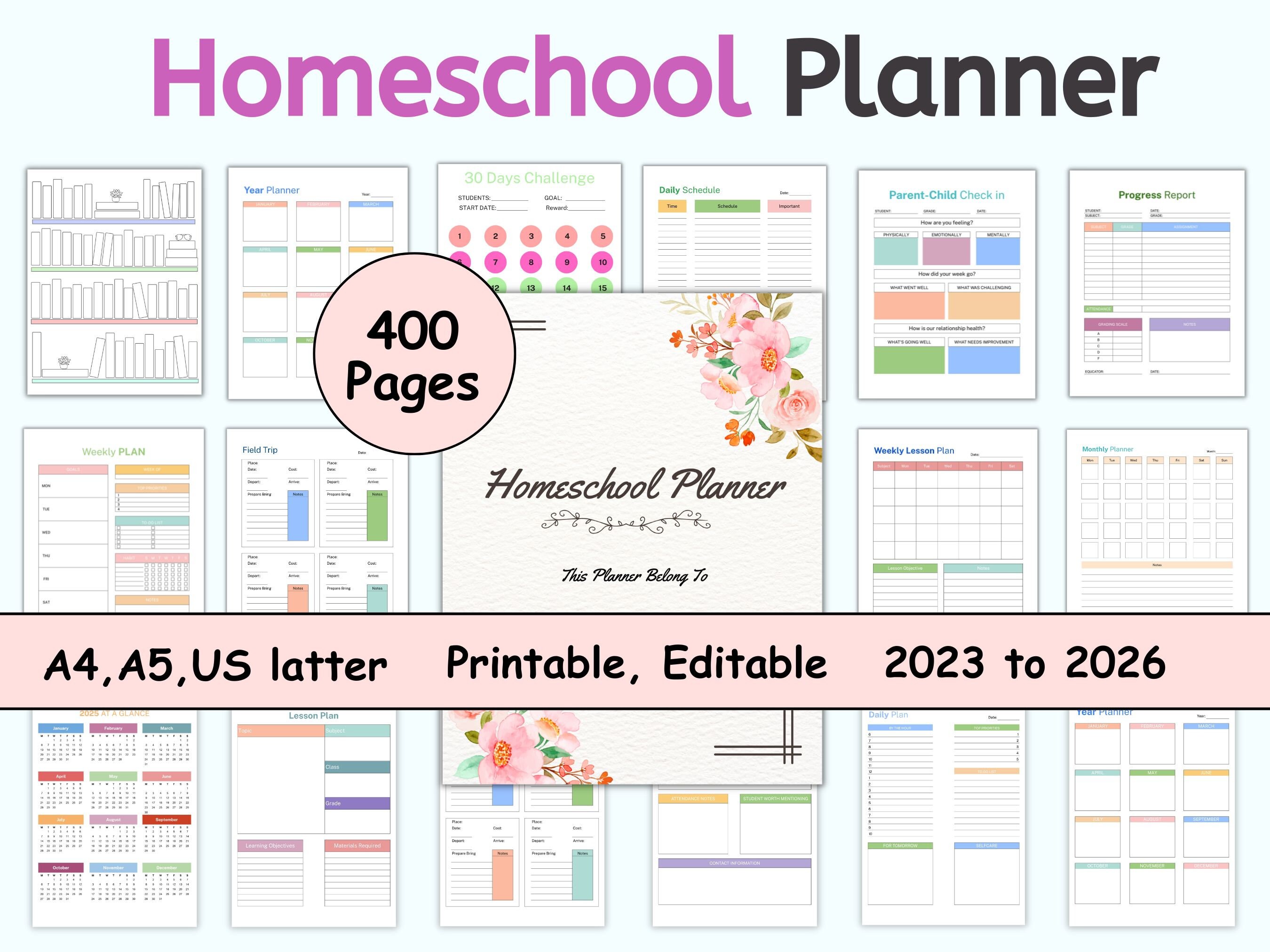HOMESCHOOL Planner Printable, Home School Teacher, Homeschool Lesson ...