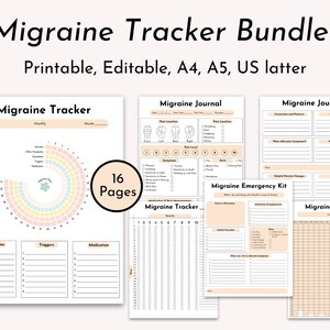 Migraine Tracker, Printable Headache Journal, Headache Log, Medical ...