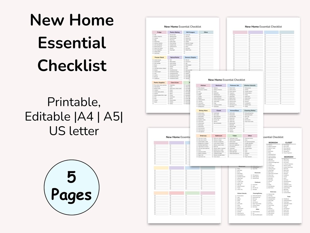 First Apartment Checklist, New Home Essentials Checklist, New Home ...