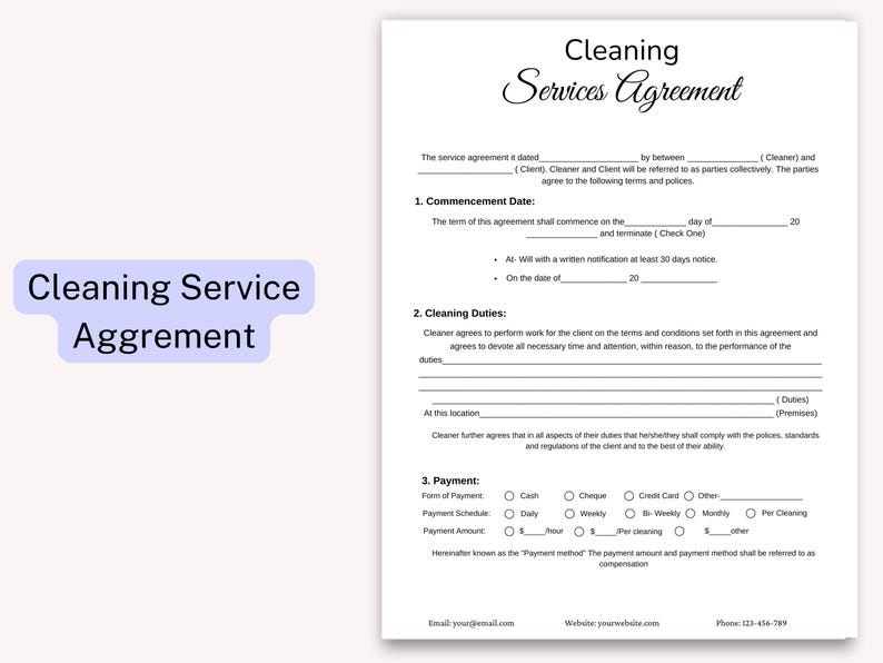 Cleaning Service Proposal Forms, Cleaning Business Forms, Printable ...