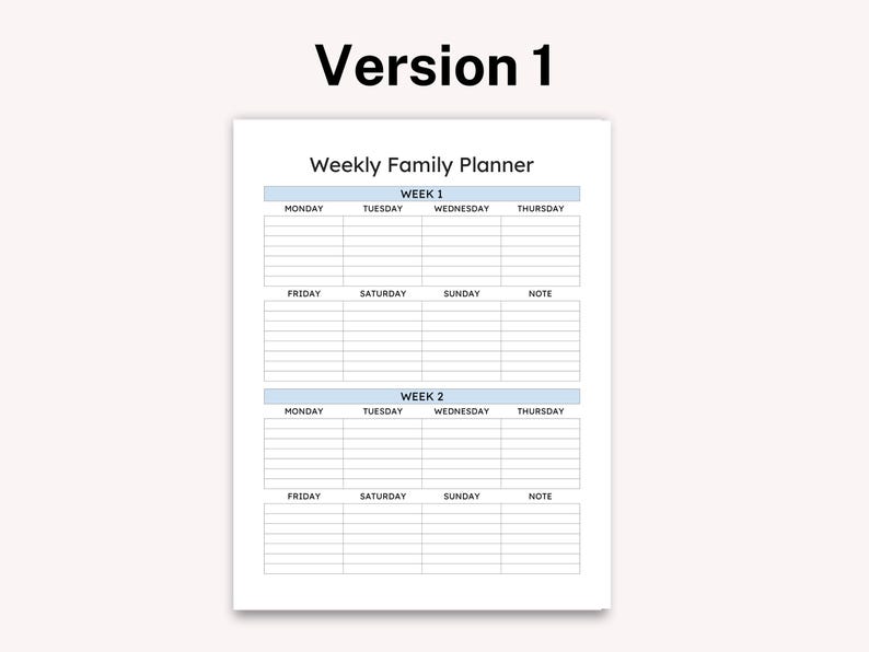 Weekly Family Planner Printable, Family Organizer, Family Daily Planner ...