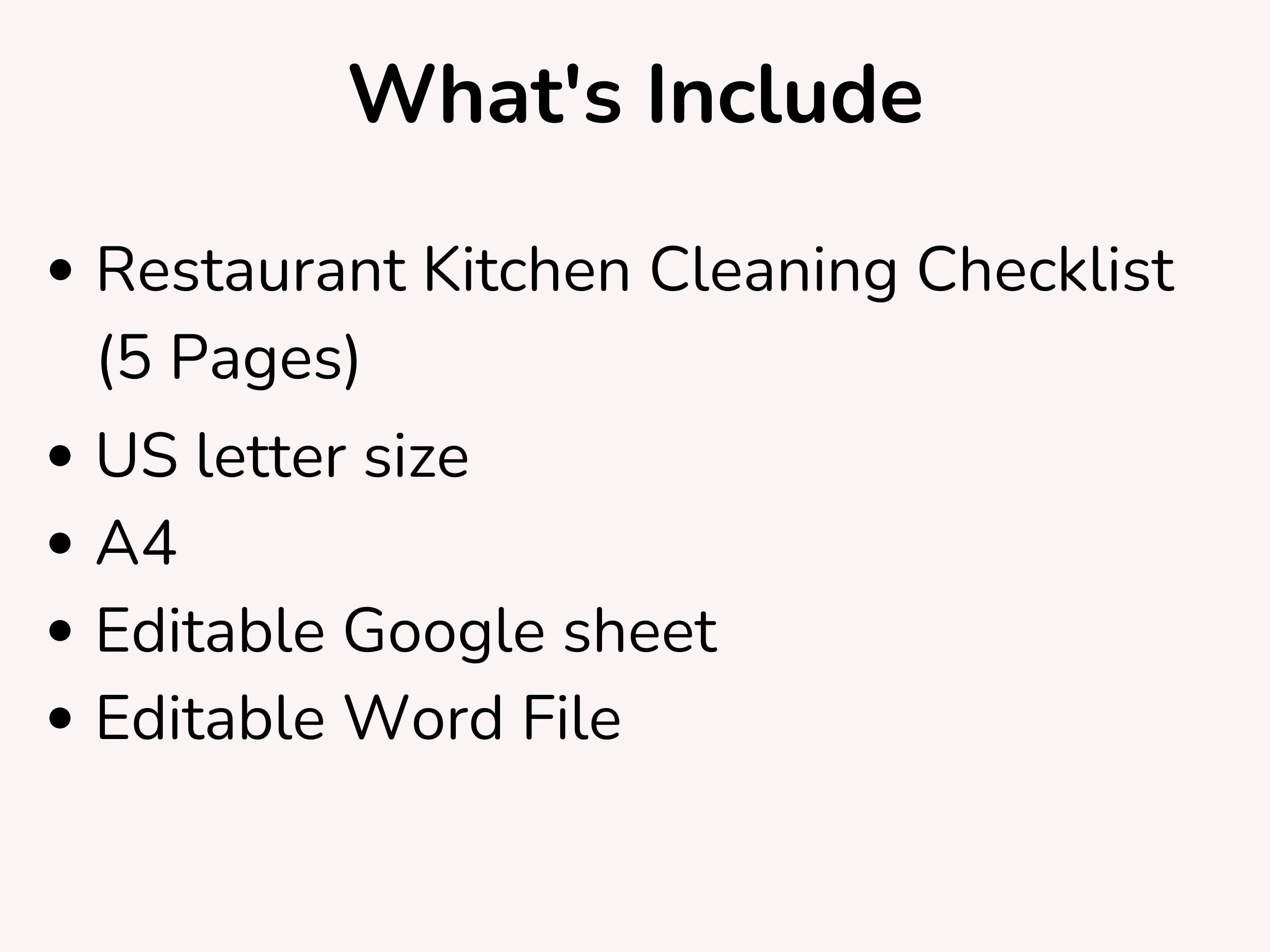 Restaurant Kitchen Cleaning Checklist, Restaurant & Bar Cleaning ...