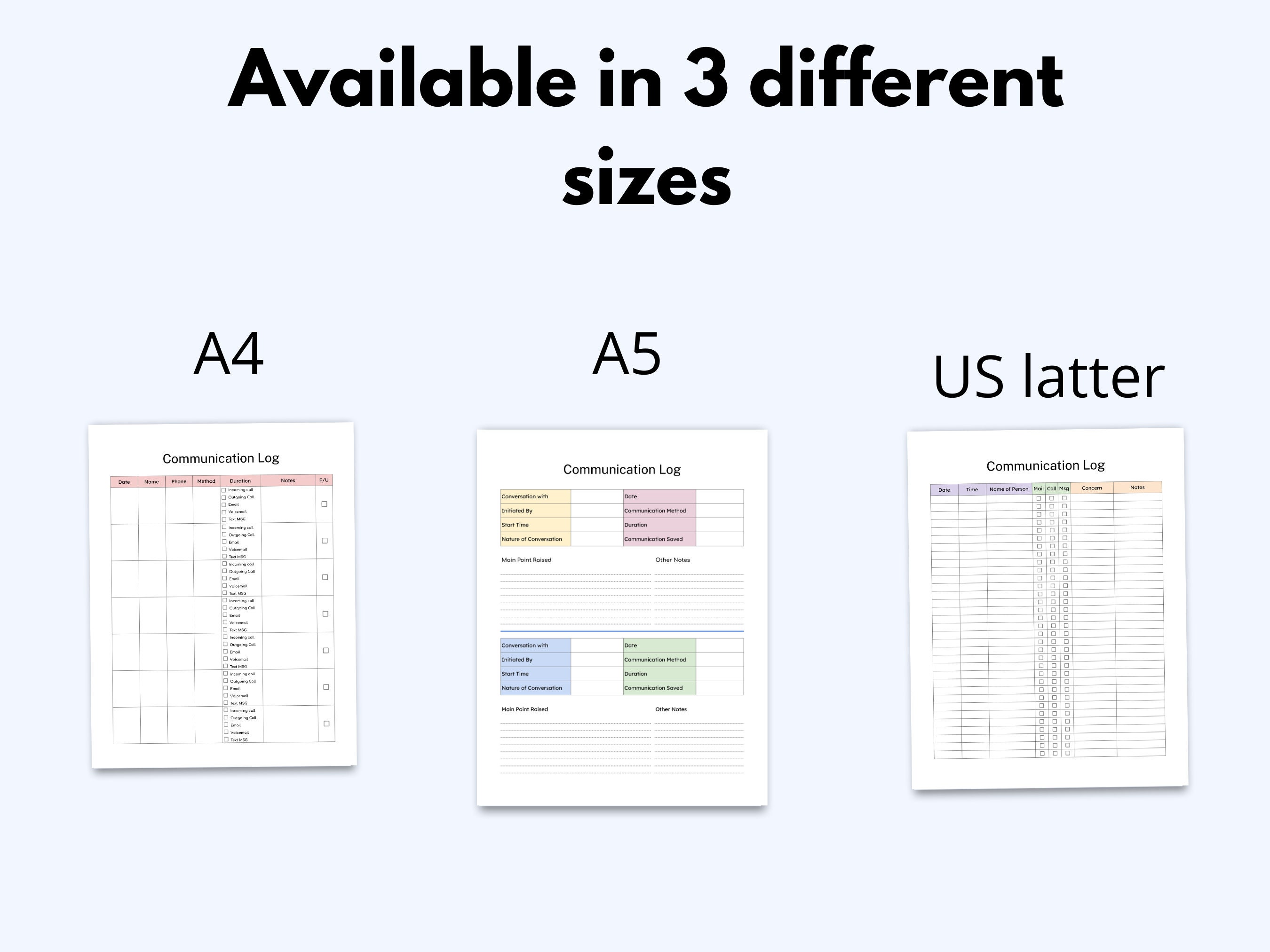 Communication Log Printable, Parent Communication Log, Call Log ...