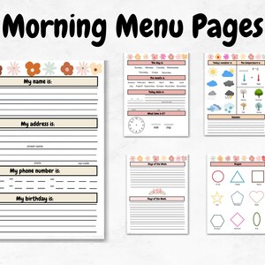 PRESCHOOL Morning Menu, Homeschool Morning Menu, Morning Menu ...