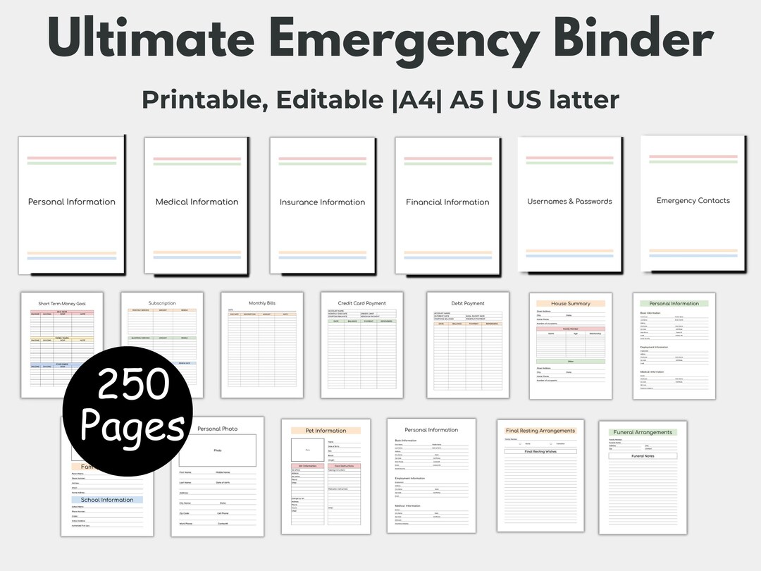 Emergency Binder Printable, Just in Case of Emergency Planner Plus ...