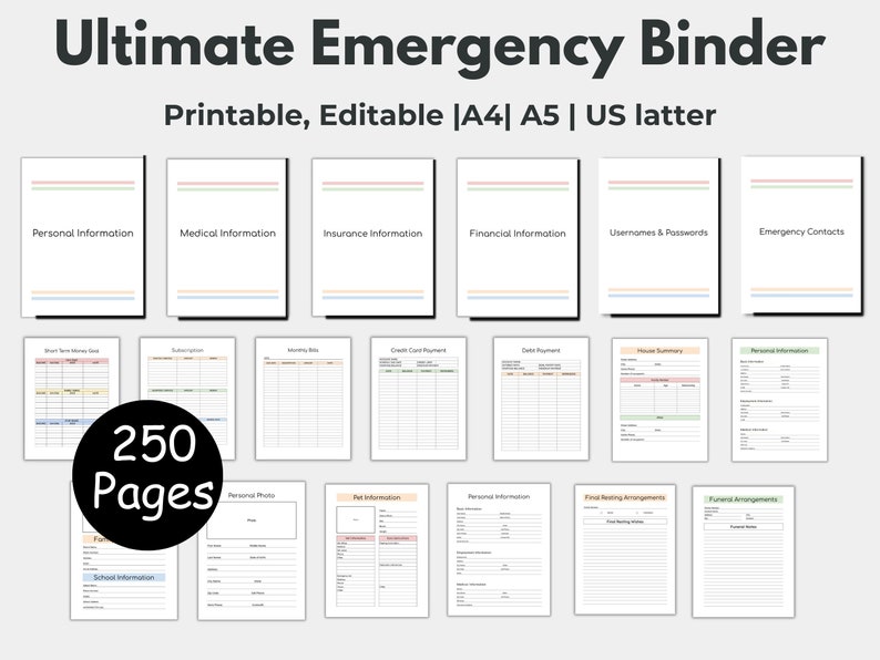 Emergency Binder Printable, Just in Case of Emergency Planner Plus ...