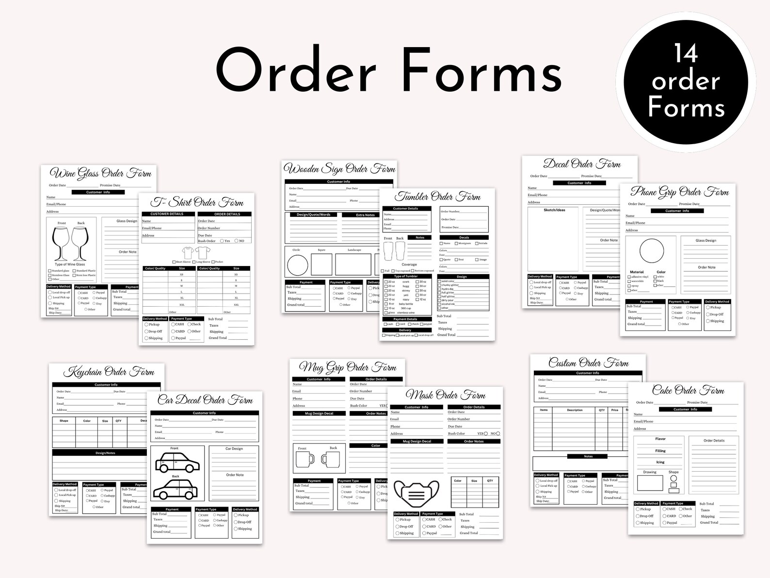 Fillable Order Forms Templates, Small Business Forms for Crafters ...