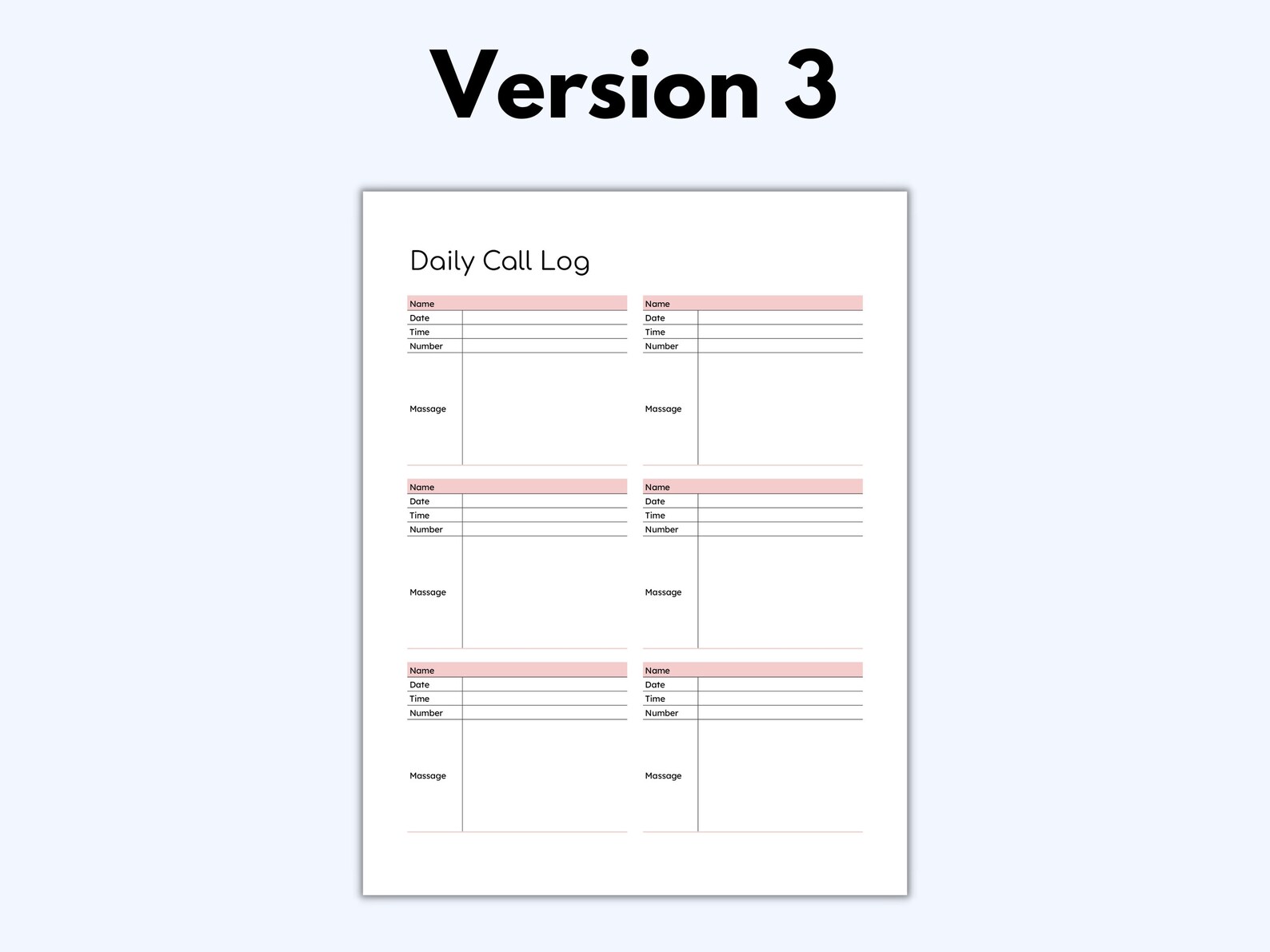 Printable Daily Call Log, Communication Log, Call Back Tracker, Missed ...