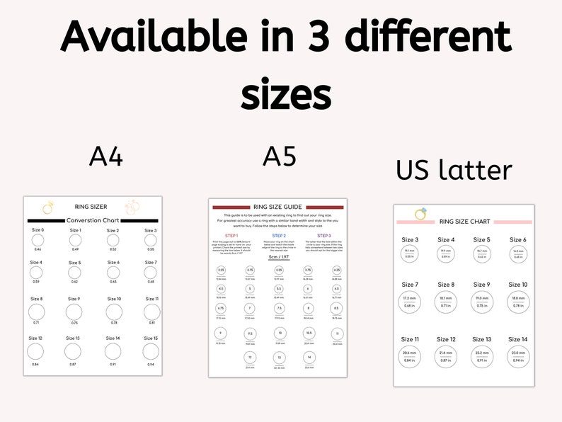 RING SIZE Chart, Printable Diamond Ring Sizer, Ring Size Finder, Ring ...