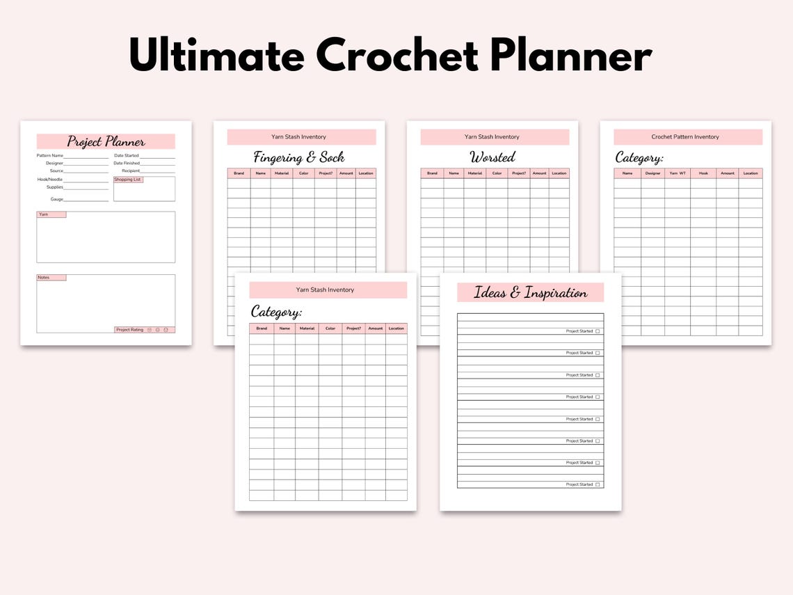 Crochet Planner Printable, Crochet Planner PDF, Editable Crochet ...
