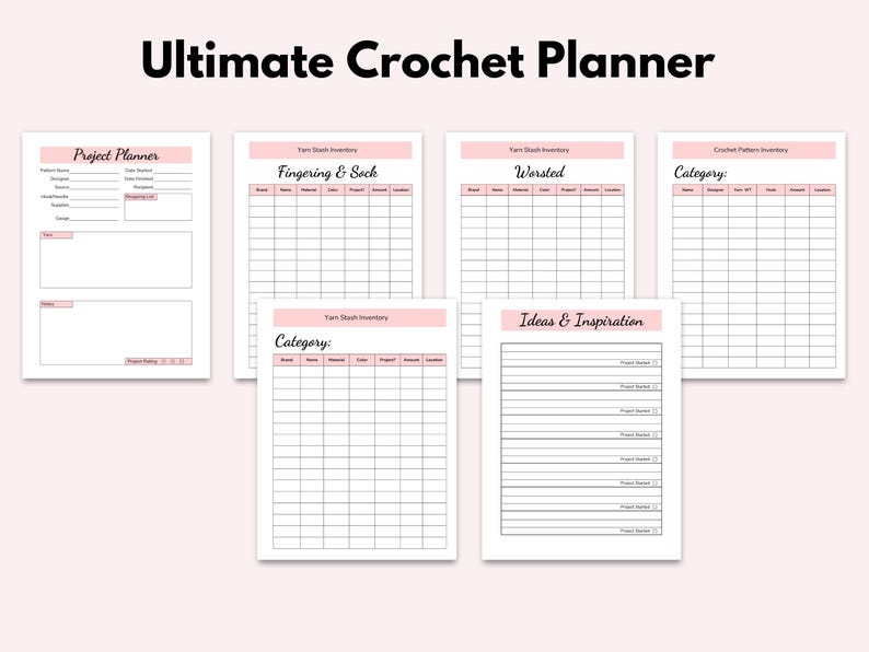 Printable Crochet Project Planner PDF, Crochet Planner, Editable ...
