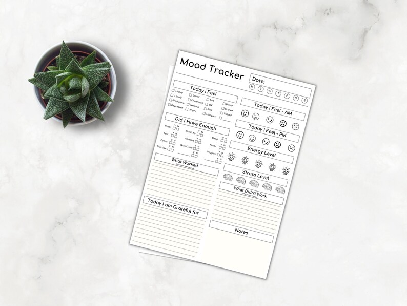 Daily Mood Tracker Journal Template, Daily Mood Tracker Printable ...