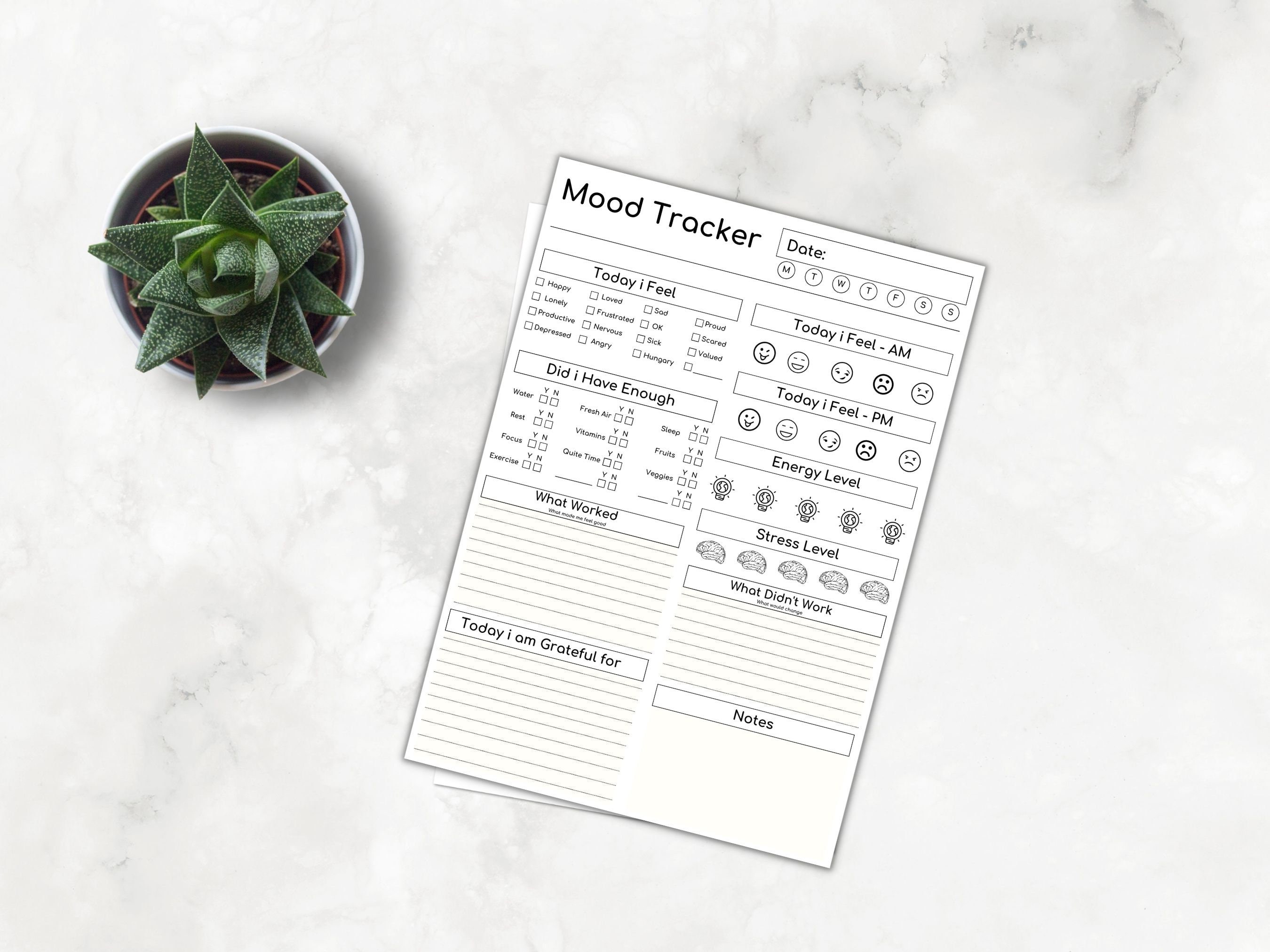 Daily Mood Tracker Journal Template, Daily Mood Tracker Printable ...