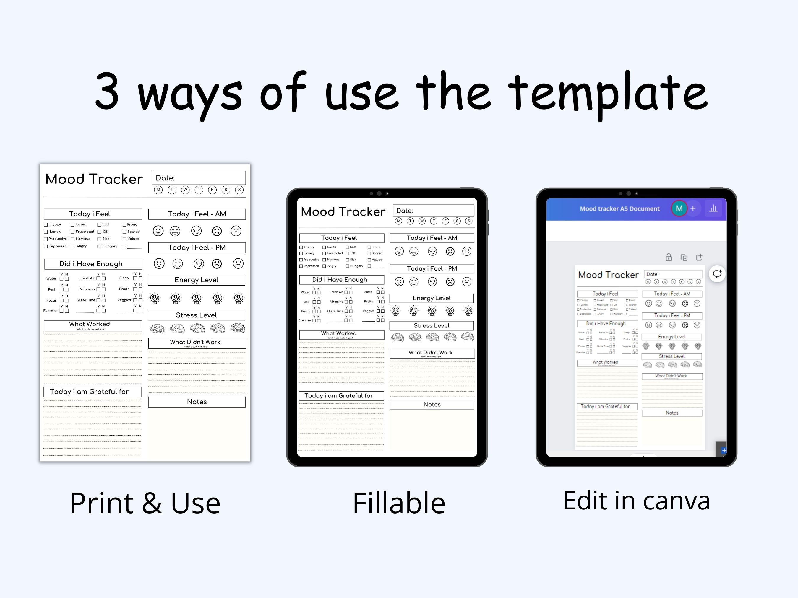 Daily Mood Tracker Journal Template, Daily Mood Tracker Printable ...