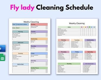 Printable Fly Lady Schedule, Editable Cleaning Schedule, Weekly Monthly ...