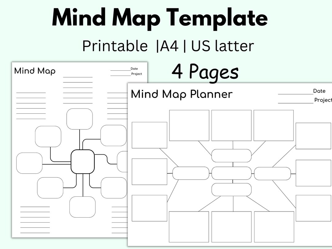 Mind Map Template, Concept Map Planner, Idea Map, Brain Dump Printable ...