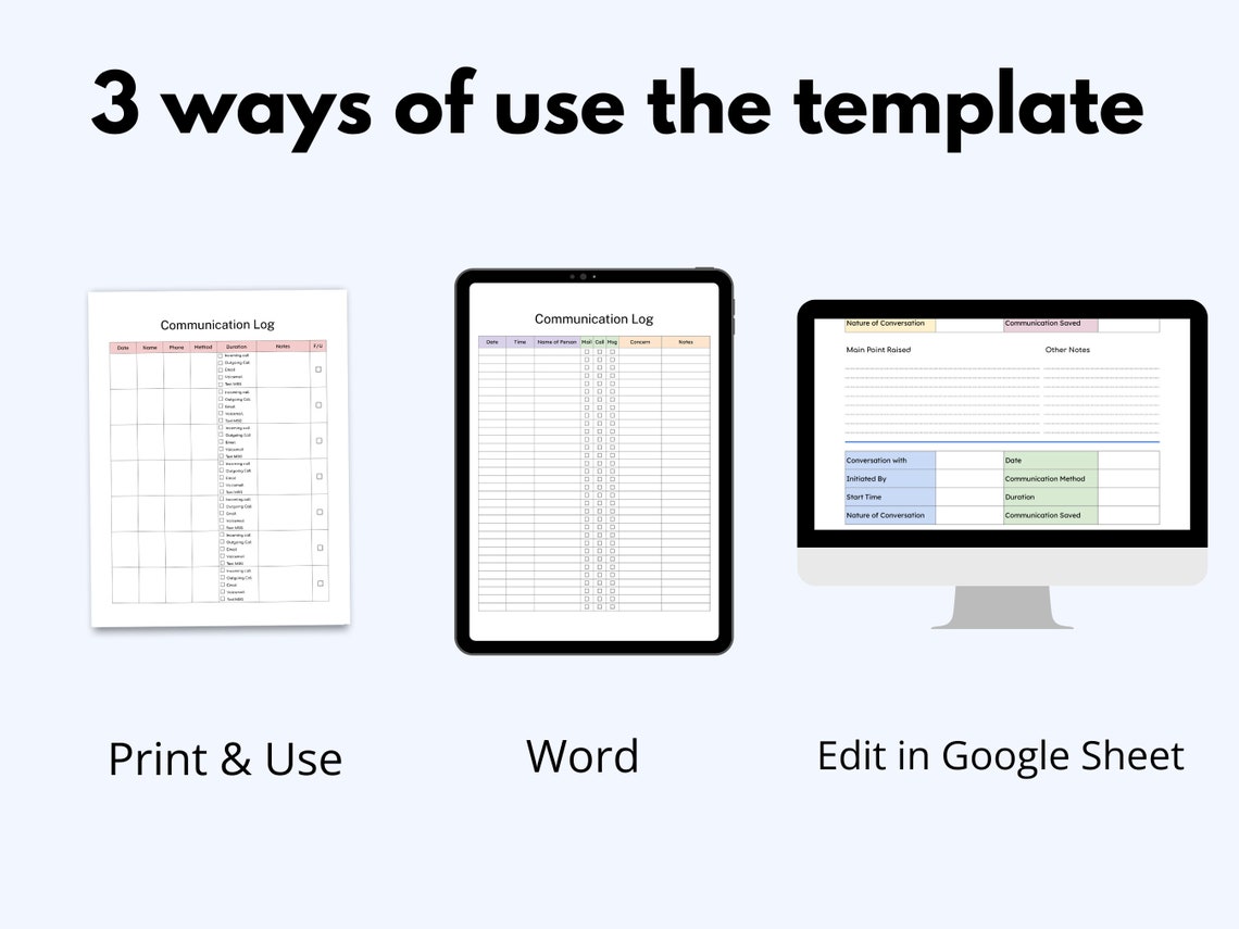Communication Log Printable, Parent Communication Log, Call Log ...