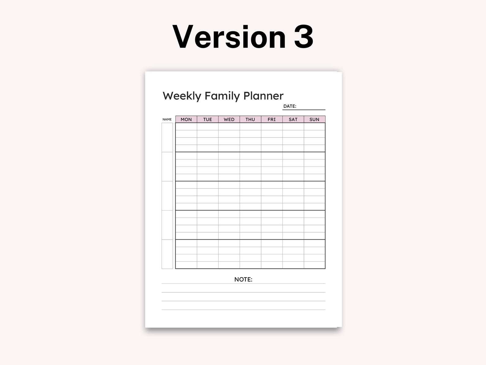 Weekly Family Planner Printable, Family Organizer, Family Daily Planner ...
