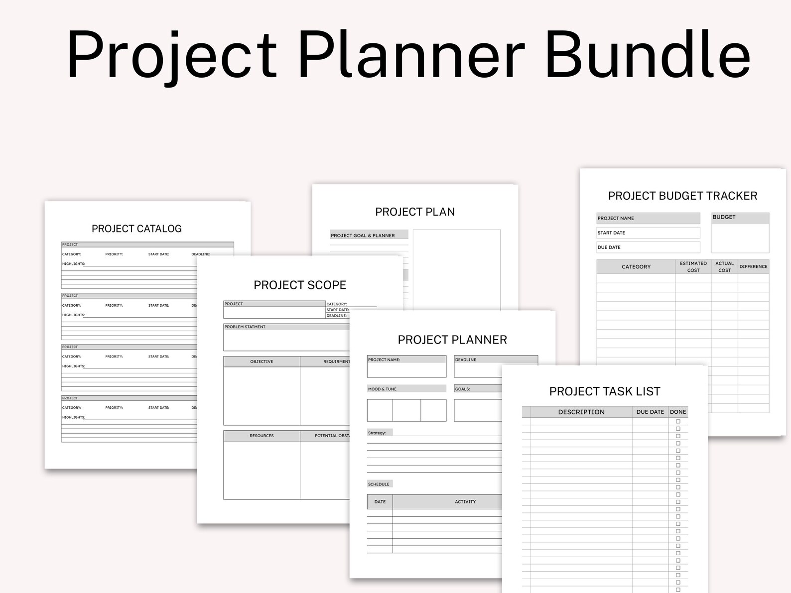 PRINTABLE Project Planner Templates, Editable Project Task Planning ...