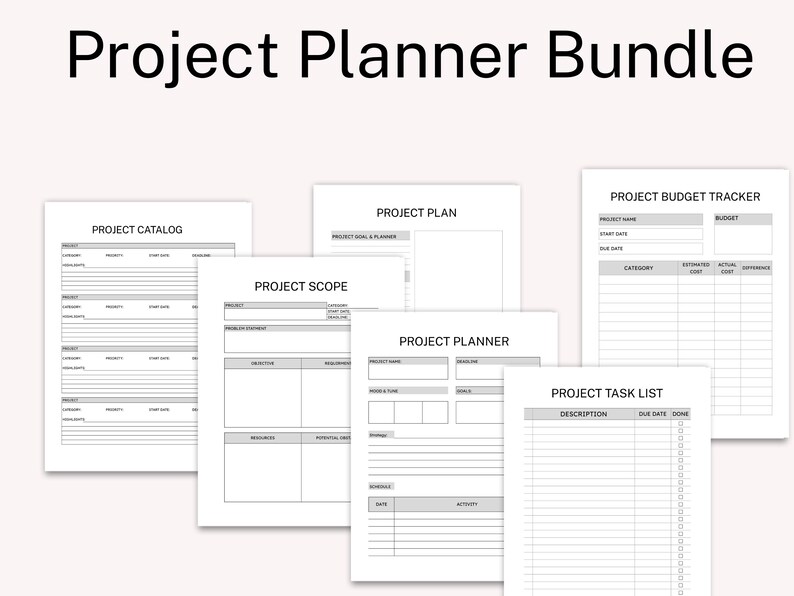 PRINTABLE Project Planner Templates, Editable Project Task Planning ...