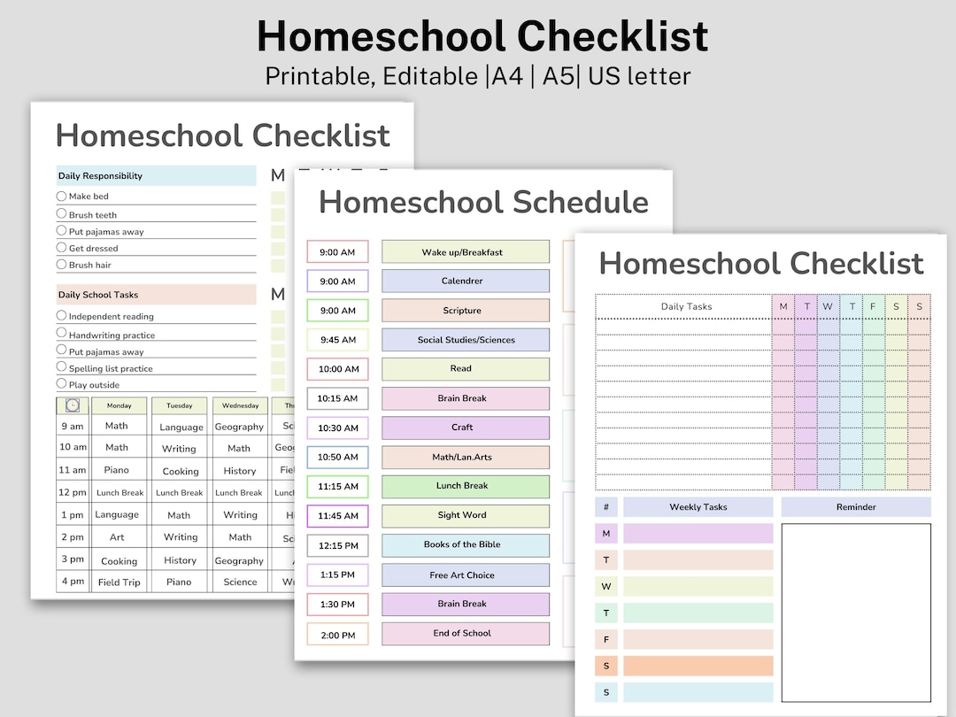 Homeschool Checklist Printable, Homeschool Records, Student Checklist ...