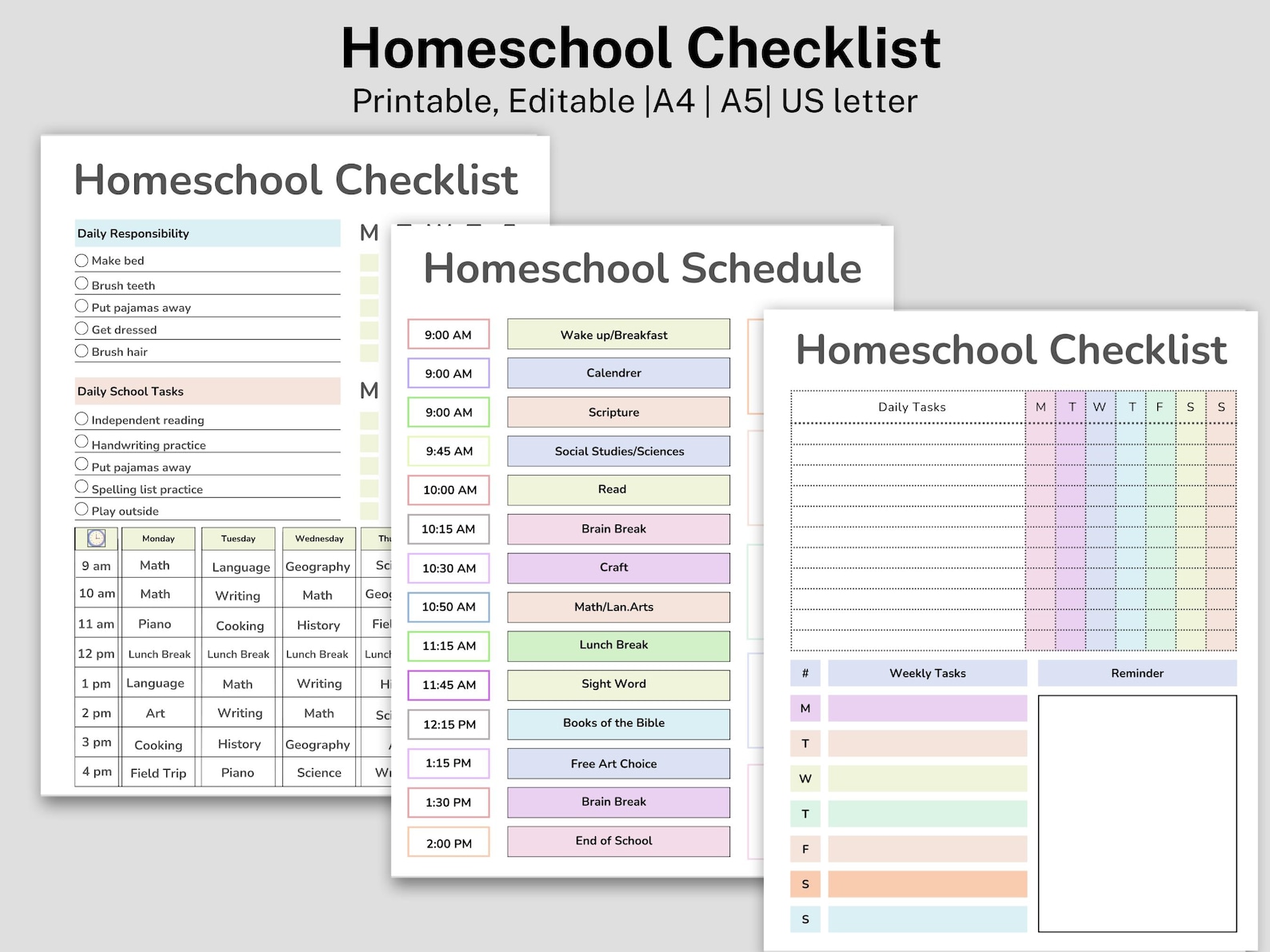 Homeschool Checklist Printable, Homeschool Records, Student Checklist ...