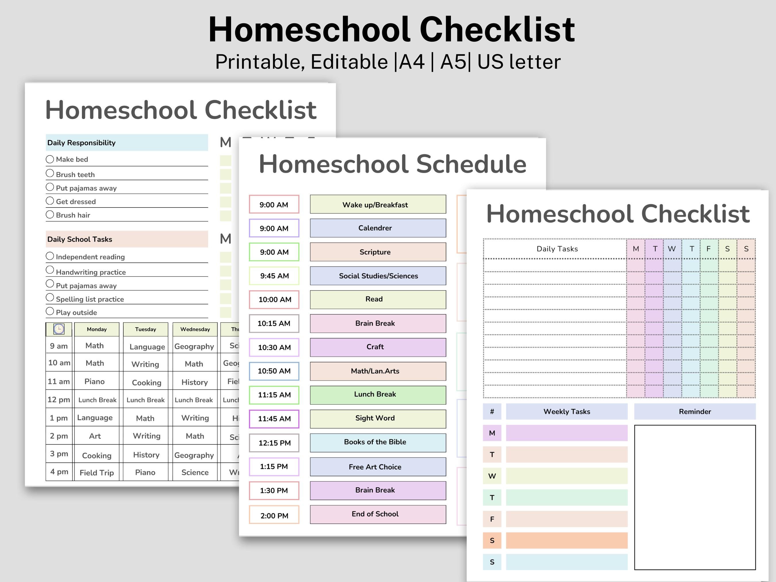 Homeschool Checklist Printable, Homeschool Records, Student Checklist ...