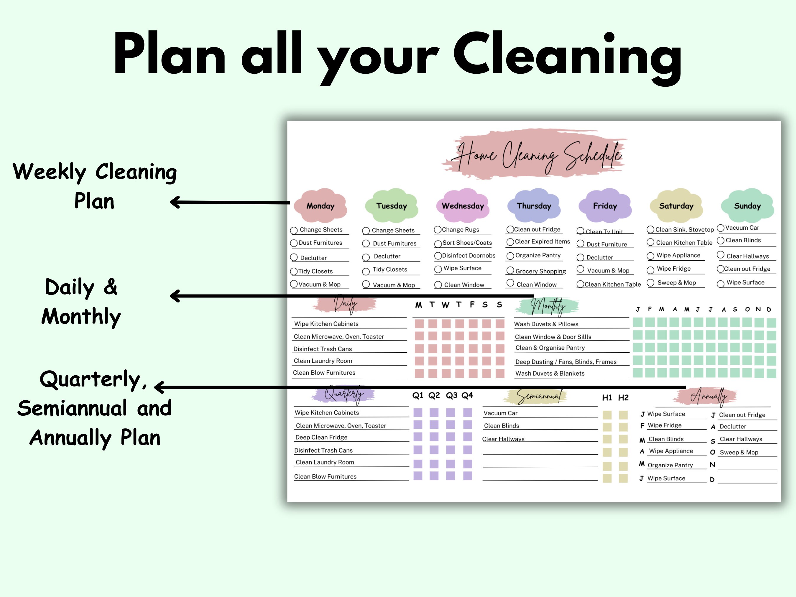 Flylady Printable Schedule, Editable Cleaning Schedule, Quarterly Check ...