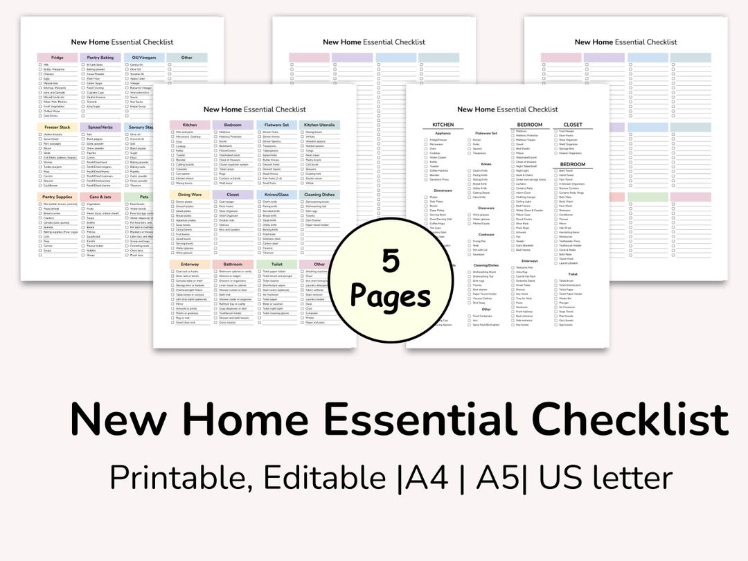 First Apartment Checklist PDF, Moving Planner, New Home Essential, New ...