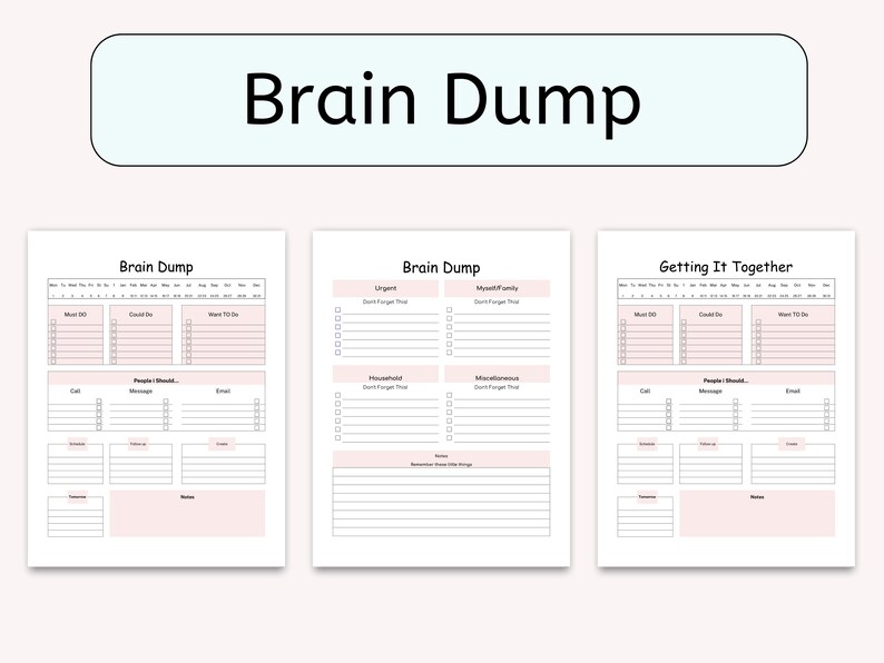 EDITABLE ADHD Brain Dump Printable, ADHD Daily Planner, Priority Matrix ...