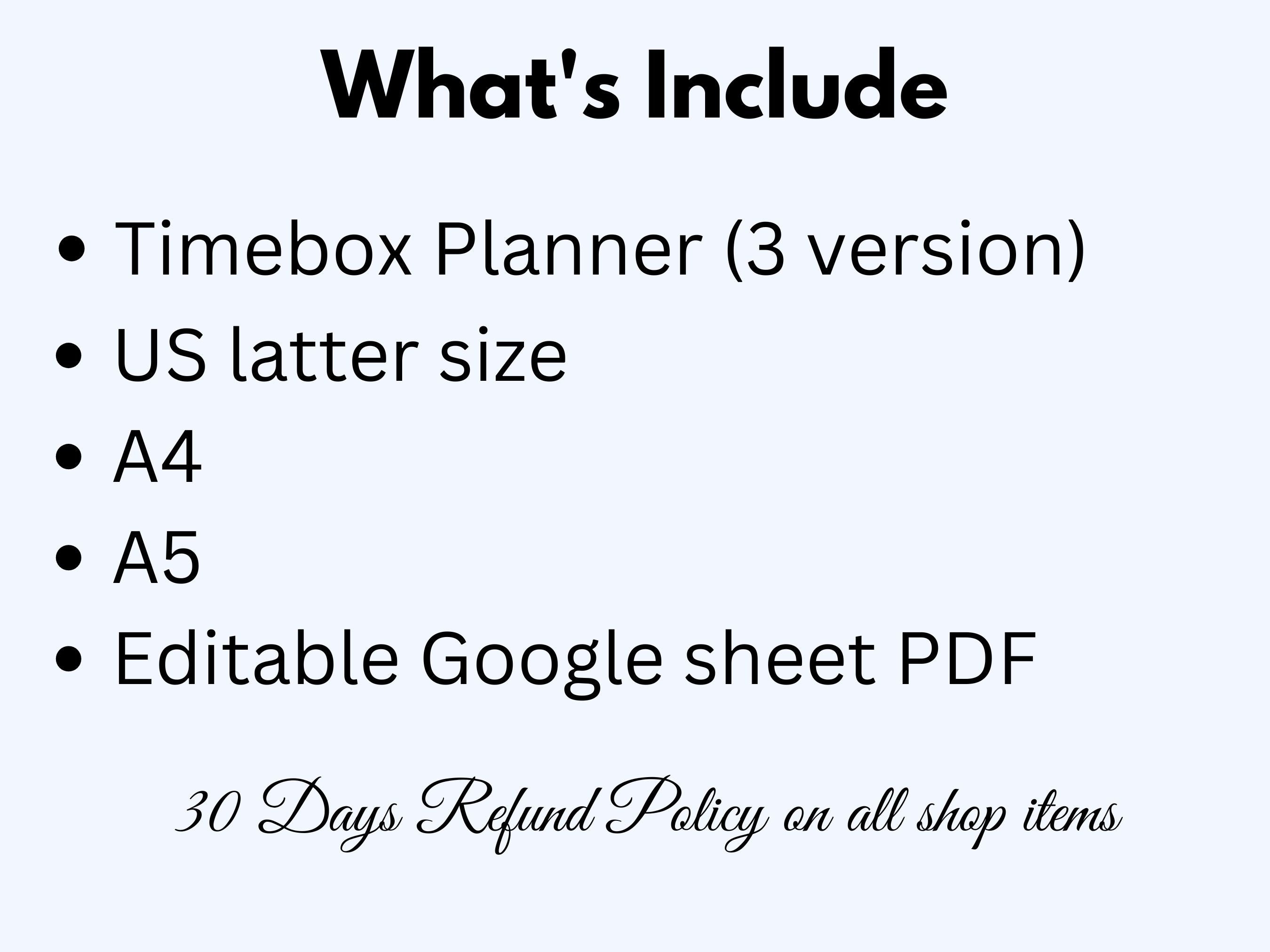 Timebox Planner Printable, Time Boxing Template, Time Tracker Editable ...
