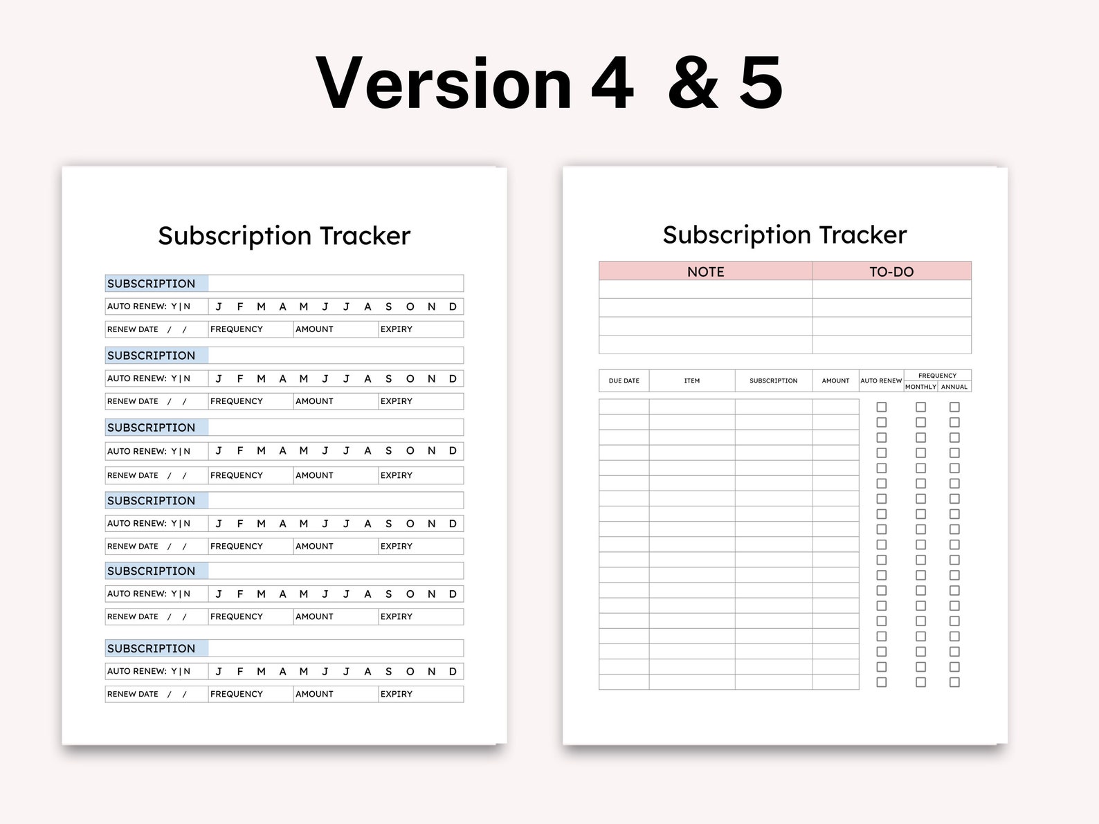 Printable Subscription Tracker, Subscription Log, Membership Tracker ...