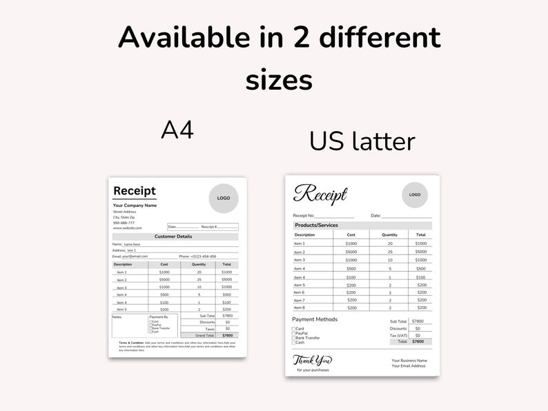 EDITABLE Small Business Sales Receipt Template, Receipt Book PDF, Canva ...