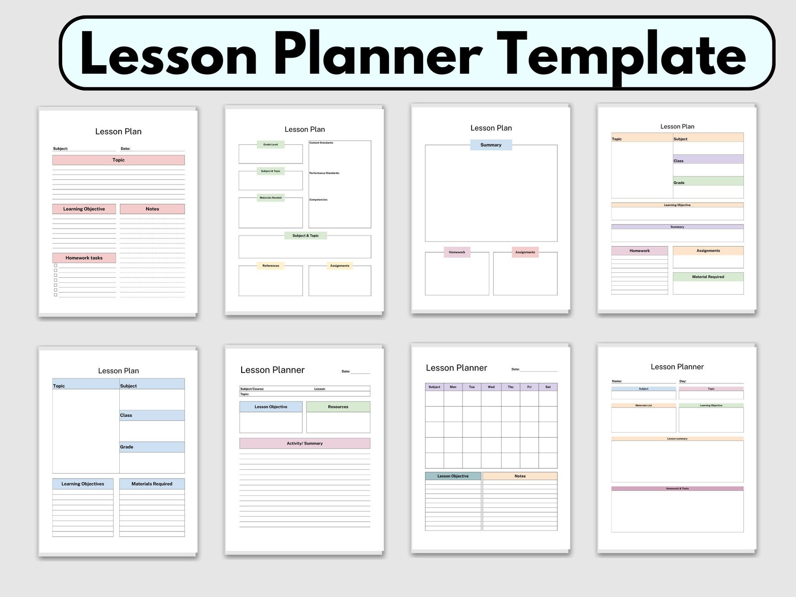 Weekly Lesson Plan Template, Lesson Planner Bundle, Lesson Plan Book ...