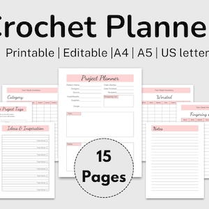 Printable Crochet Project Planner PDF, Crochet Planner, Editable ...