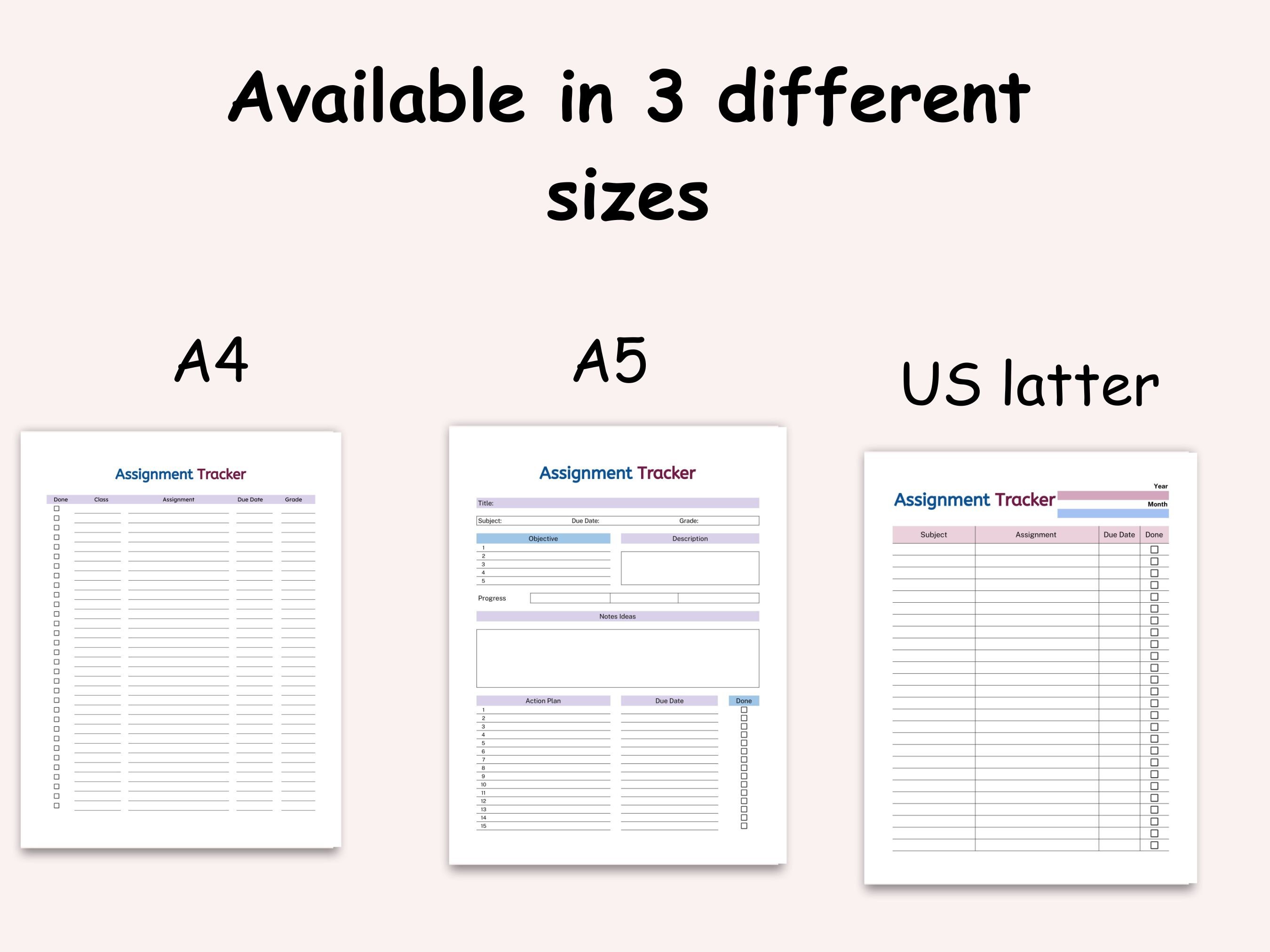 Assignment Tracker Printable, Grade Tracker, ADHD Student Assignment ...