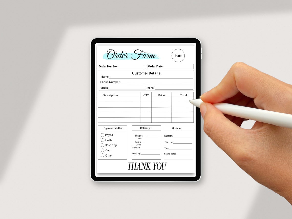 Small Business Order Forms Fillable, Order Form Template, Purchase ...