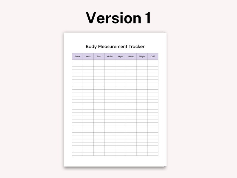 Body Measurement Tracker Microsoft Word Template Printable, Fitness ...